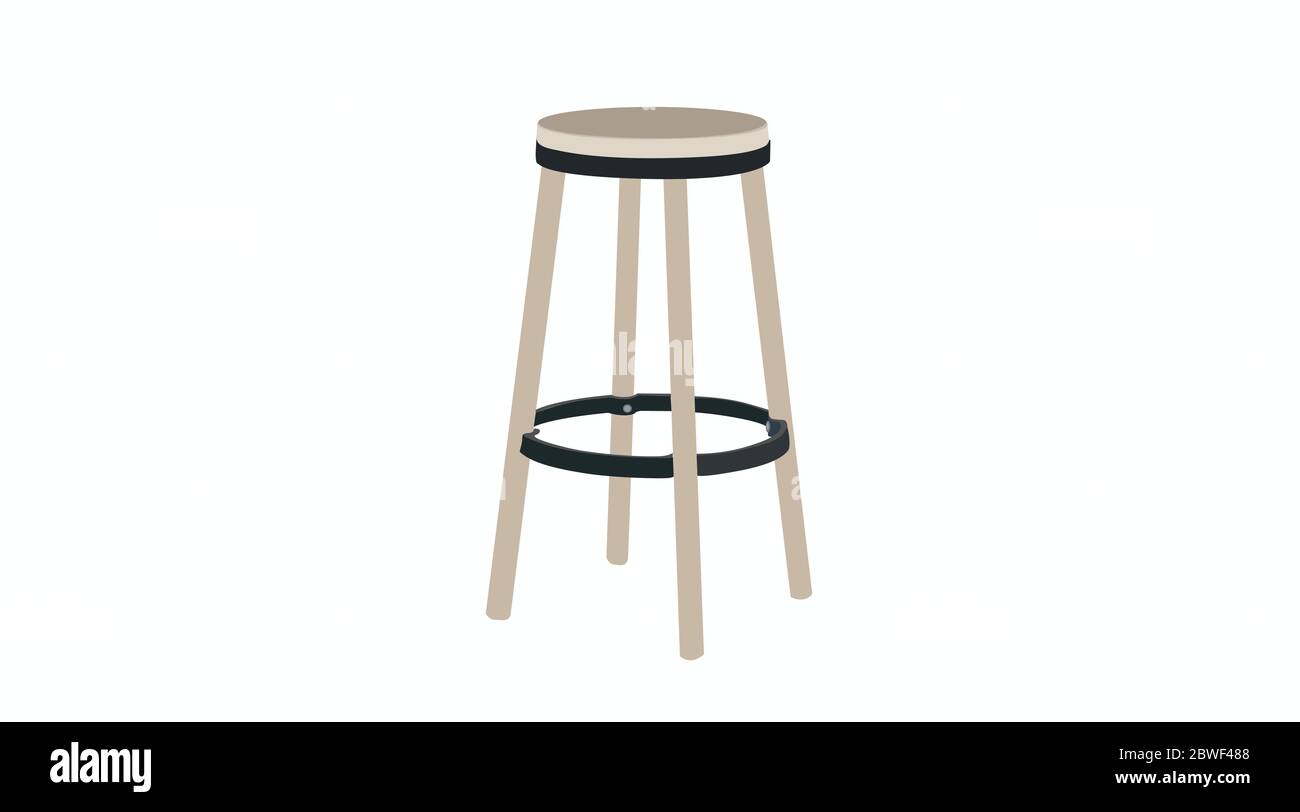 Vector Isolated Illustratio of a Wooden Bar Stool Stock Vector Image ...