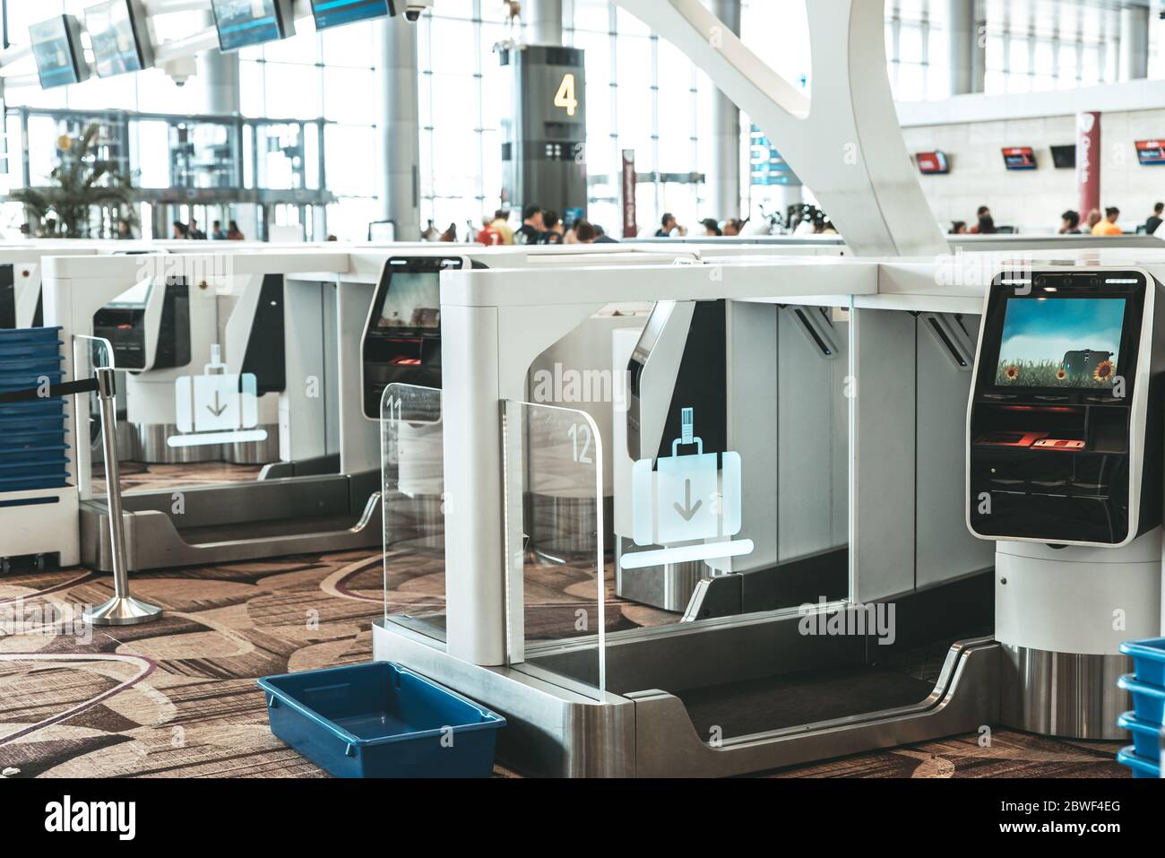 Singapore, Changi Airport, Dec 19: Self service electronic counters for ...
