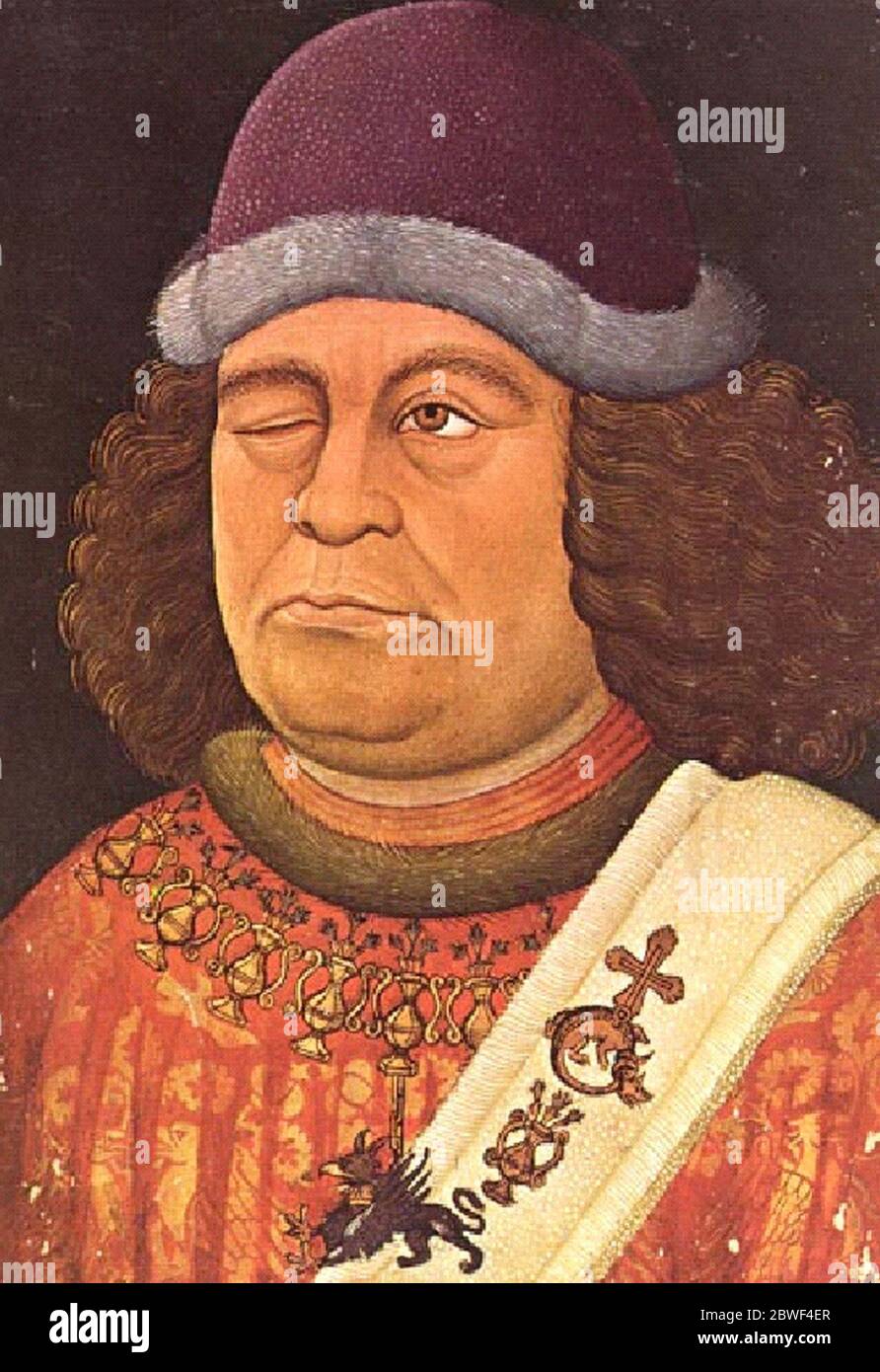 Vintage Medieval painting of a religious christian saint Stock Photo ...