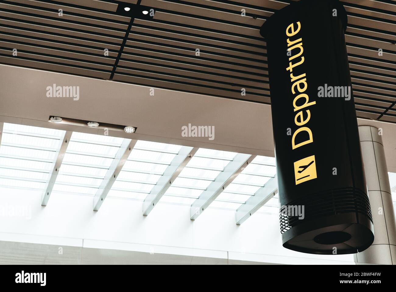 Big departure sign at international airport. Plane take off sign Stock ...