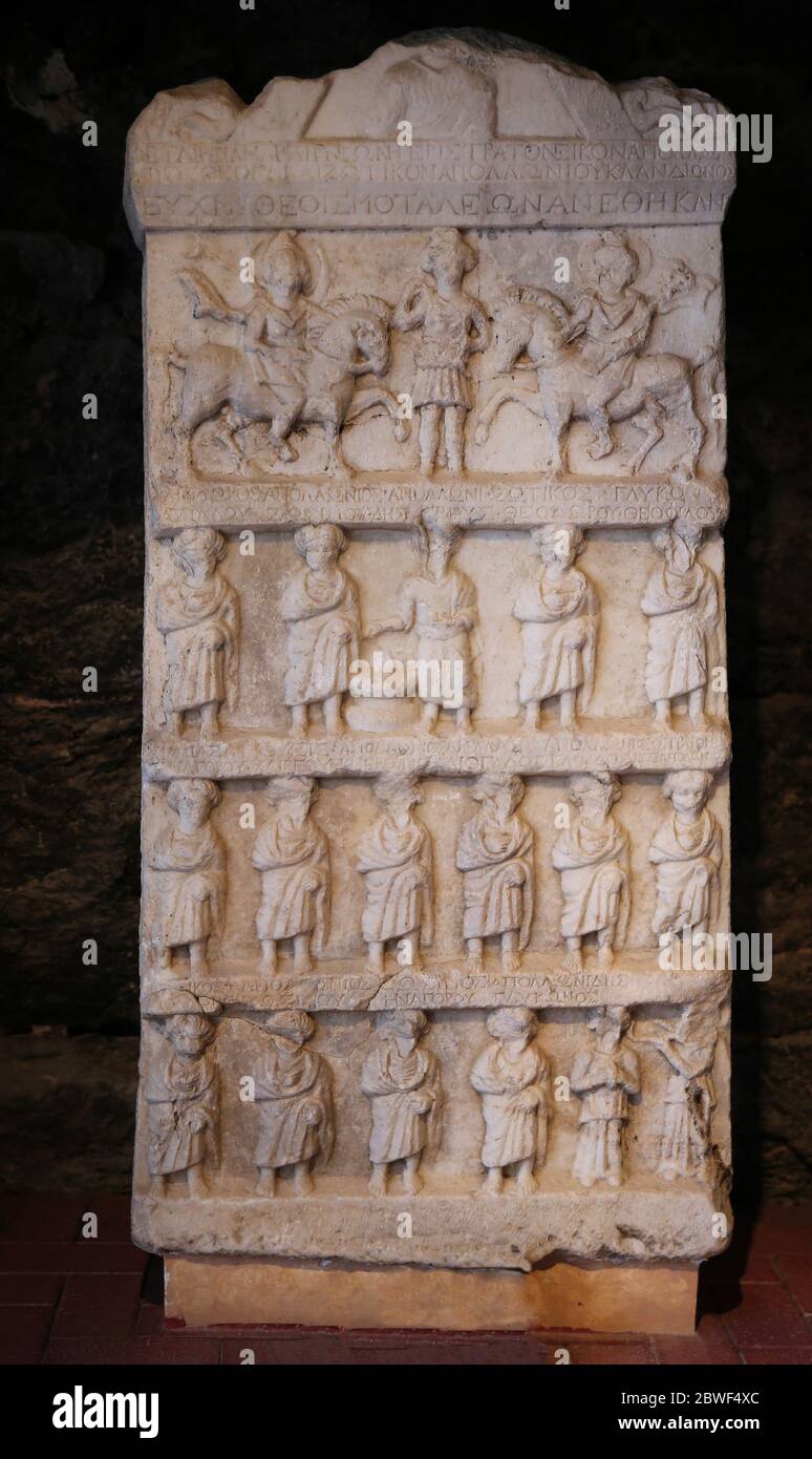 Funerary stele. Detail. Reliefs. Late Roman period. Hierapolis ...