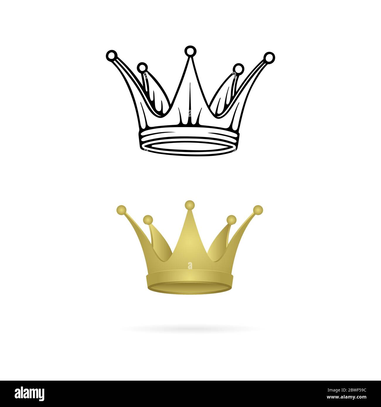Crown. Crown realistic and hand drawn vector illustrations set Stock ...