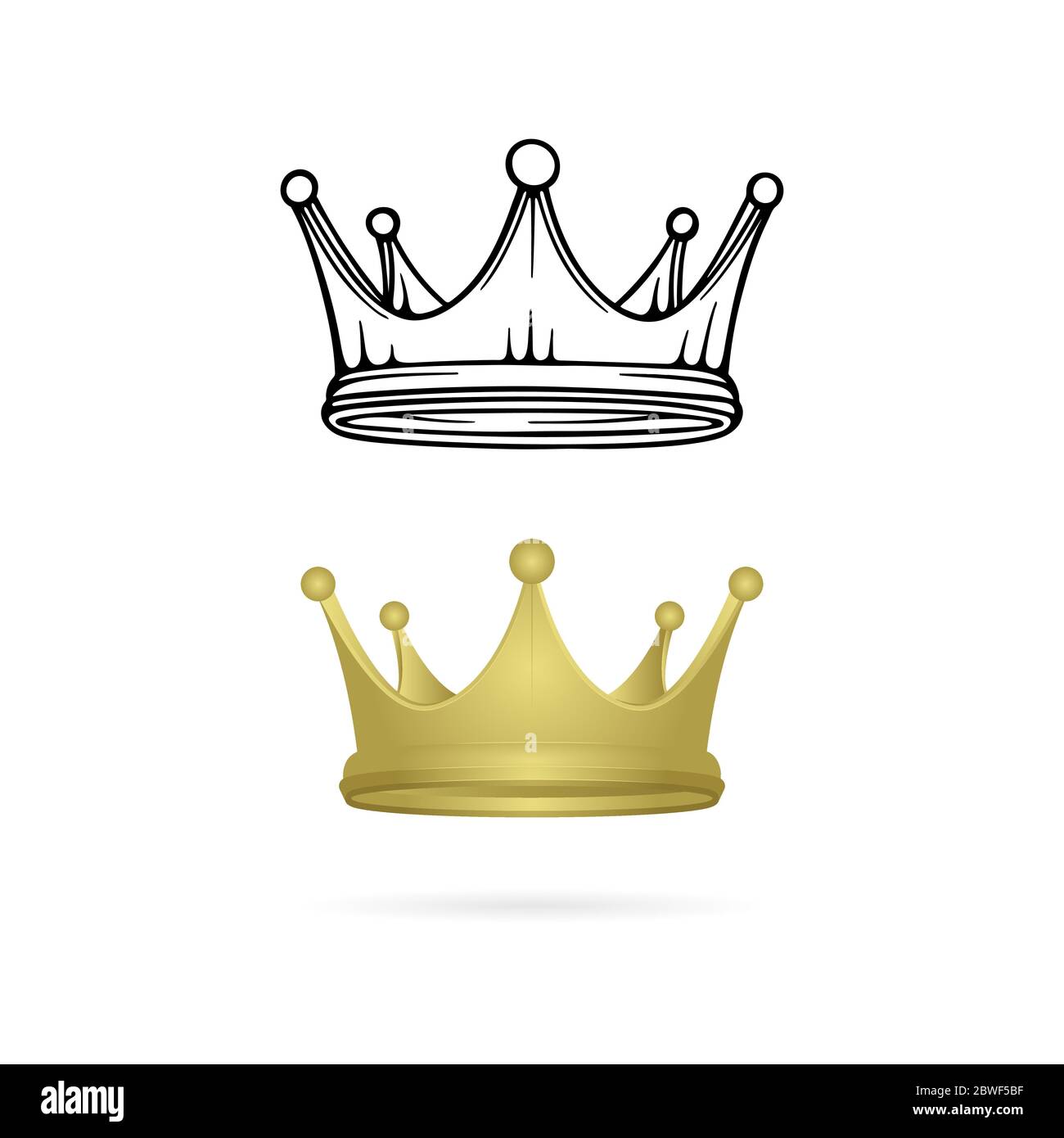 Crown. Crown realistic and hand drawn vector illustrations set Stock ...