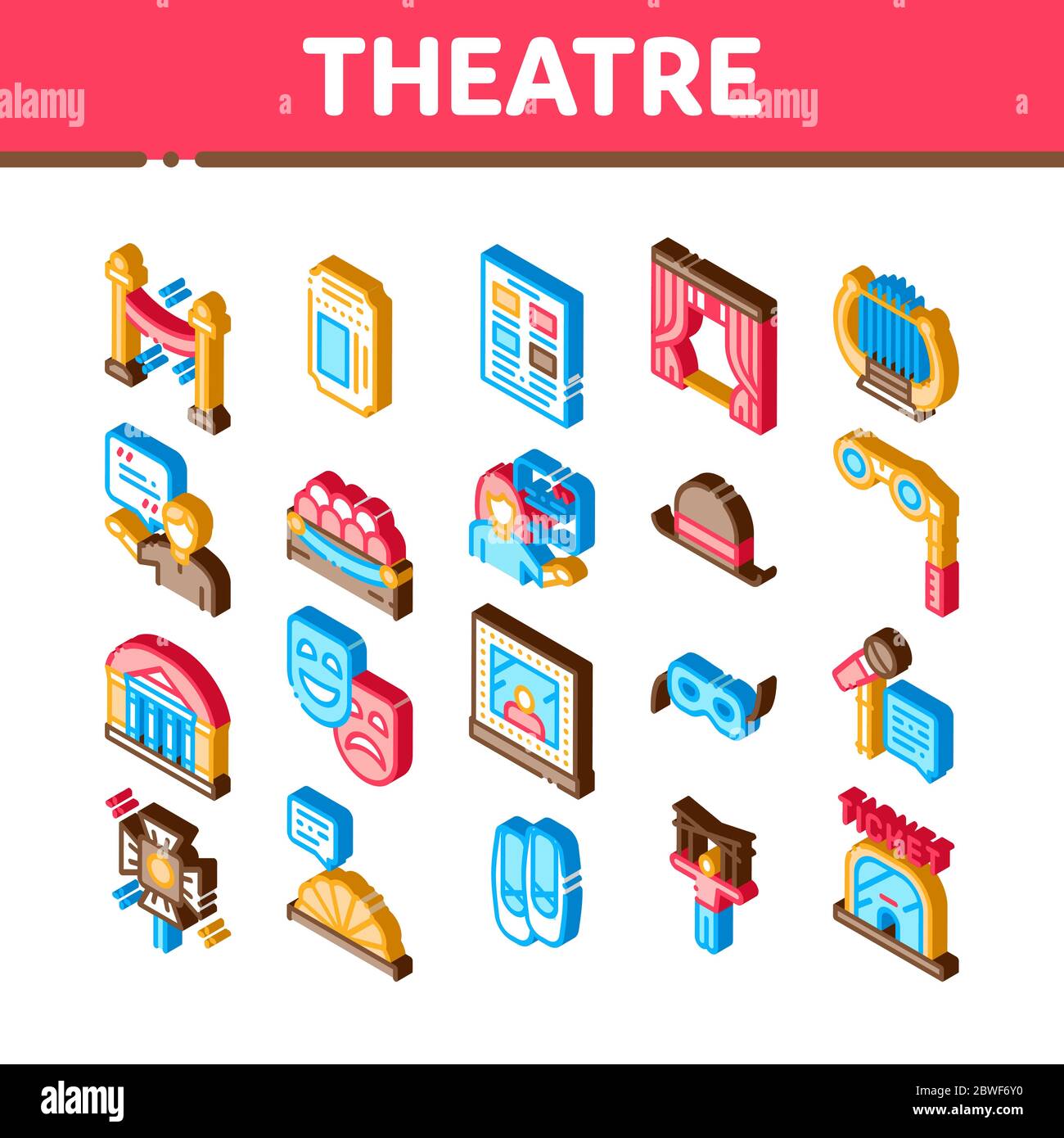 Theatre Equipment Isometric Icons Set Vector Stock Vector Image & Art ...
