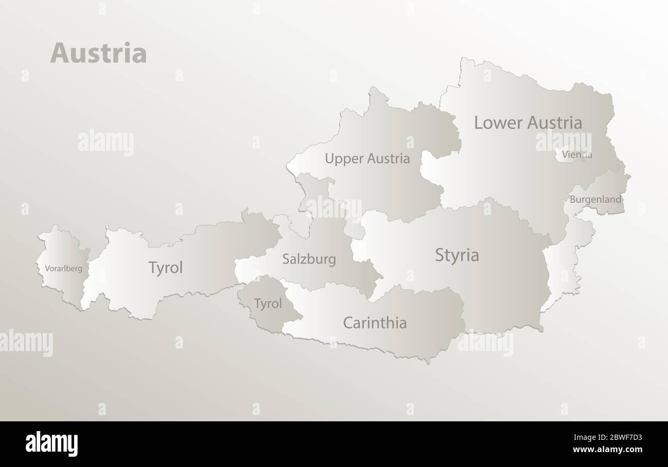 Austria map administrative division separates regions and names ...