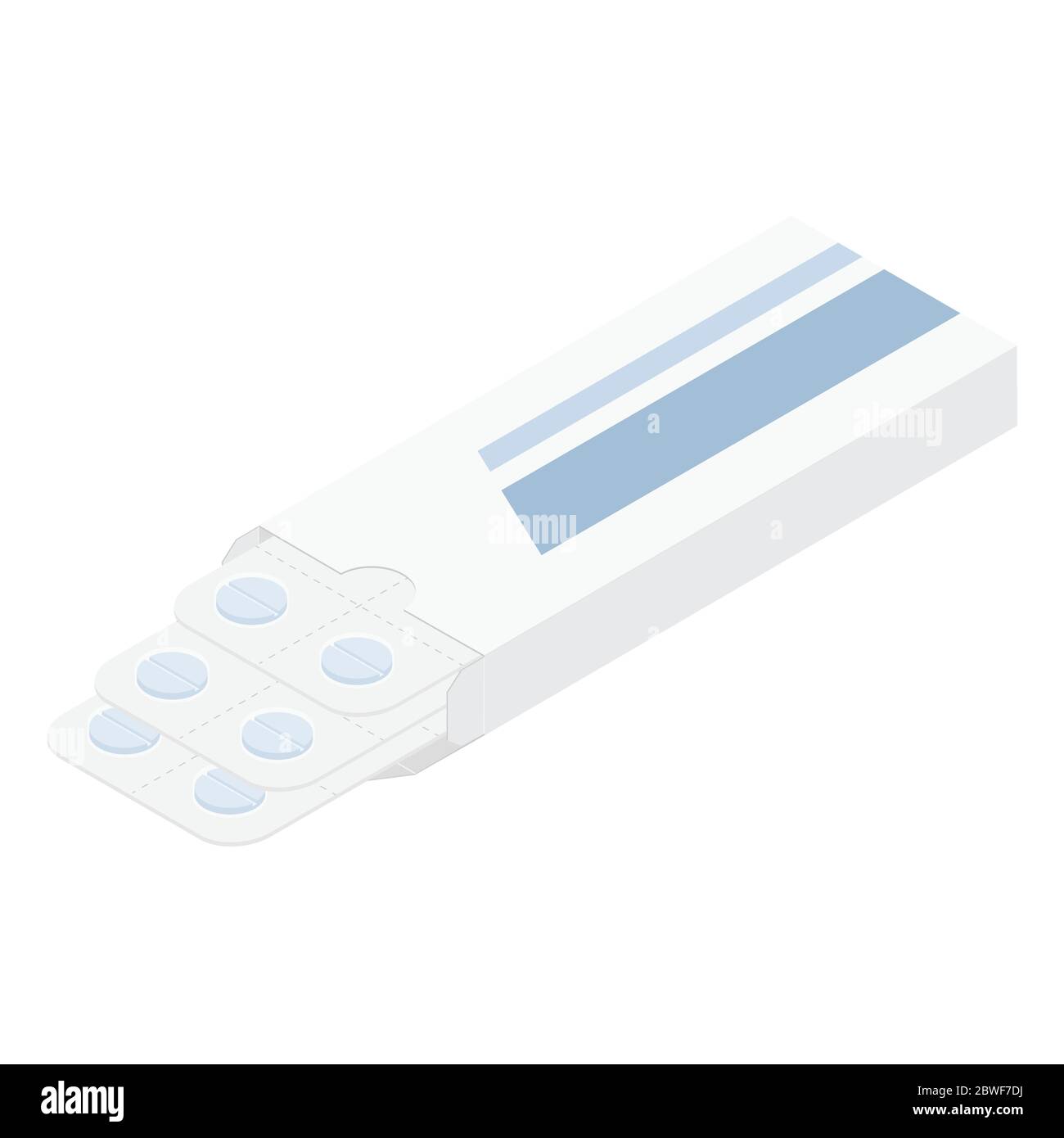 Vector illustration blue pills blister. Tablet strip icon. Round pills ...