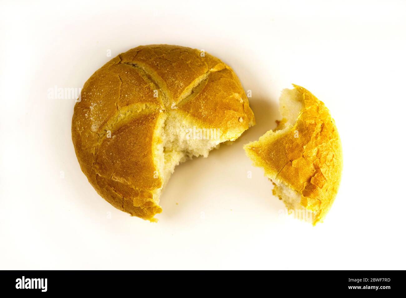 Buns on a white background. Close up. Fresh grain homemade bread cut in ...