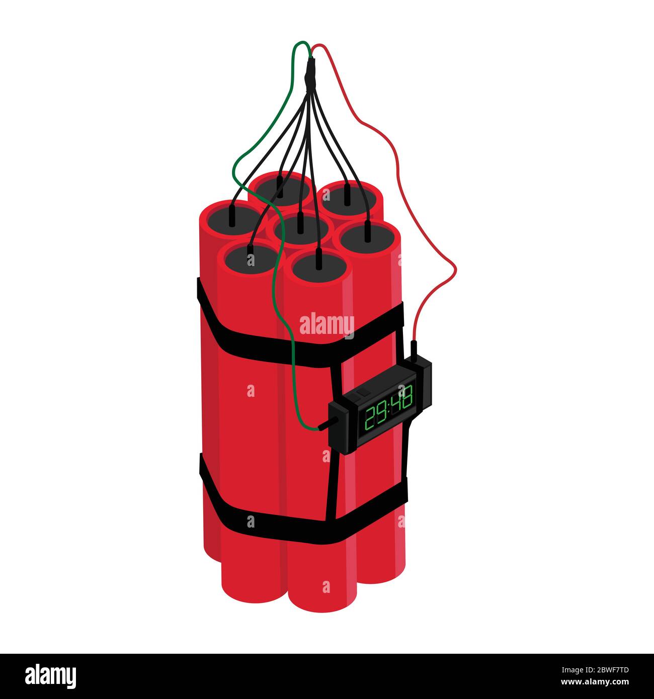 Realistic Detailed Isometric Red Detonate Dynamite Bomb Stick and Timer ...