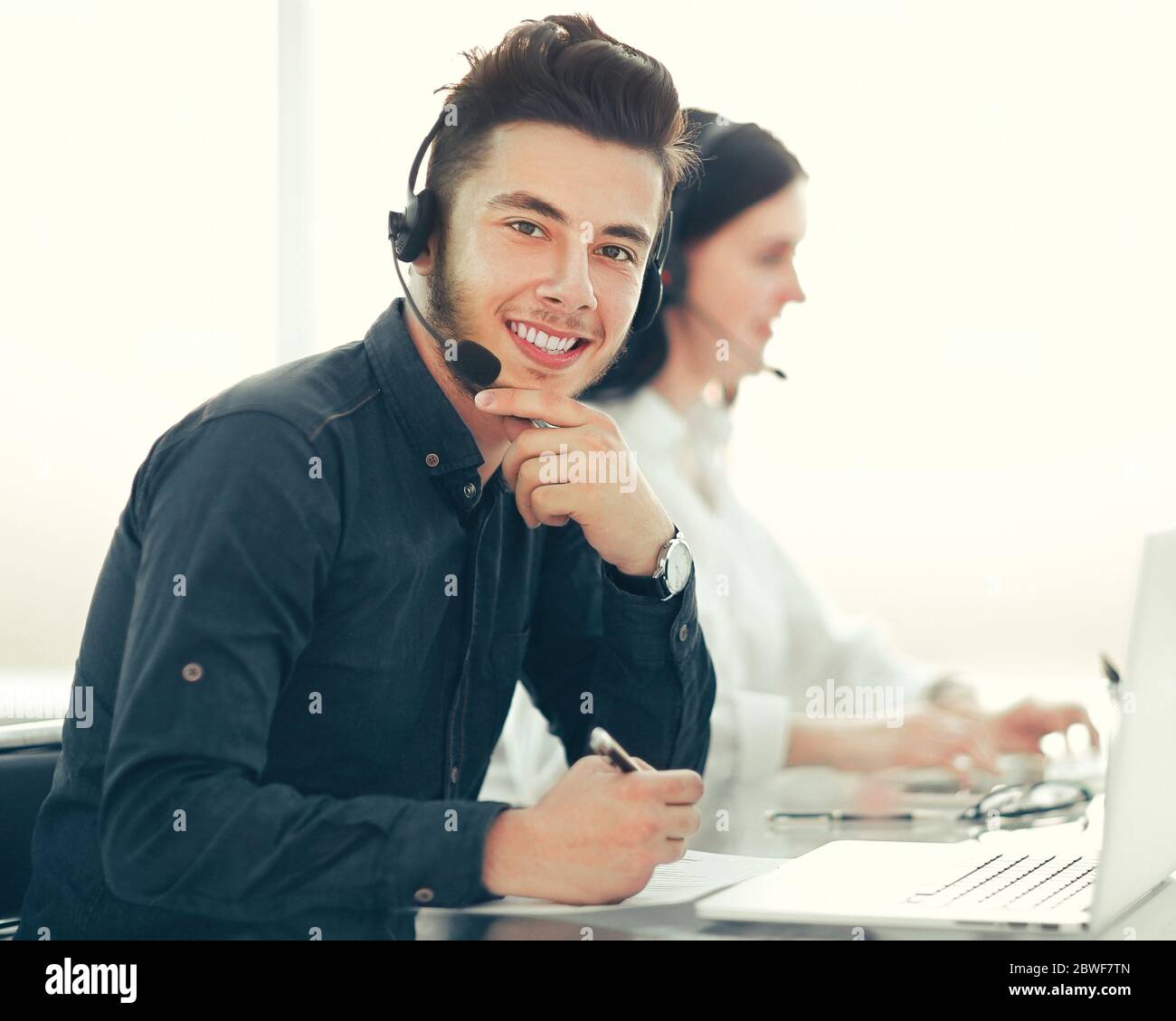 professional workers call center in the workplace Stock Photo - Alamy