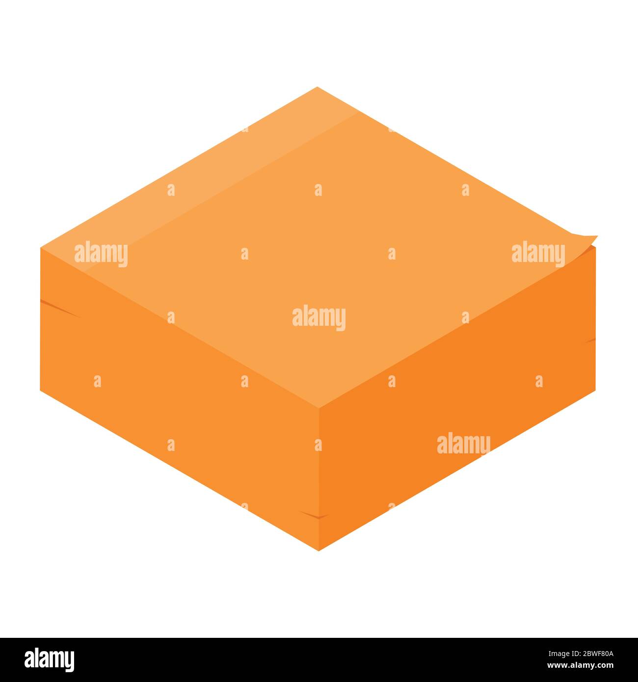 Orange sticky notes post it isometric view isolated on white background ...