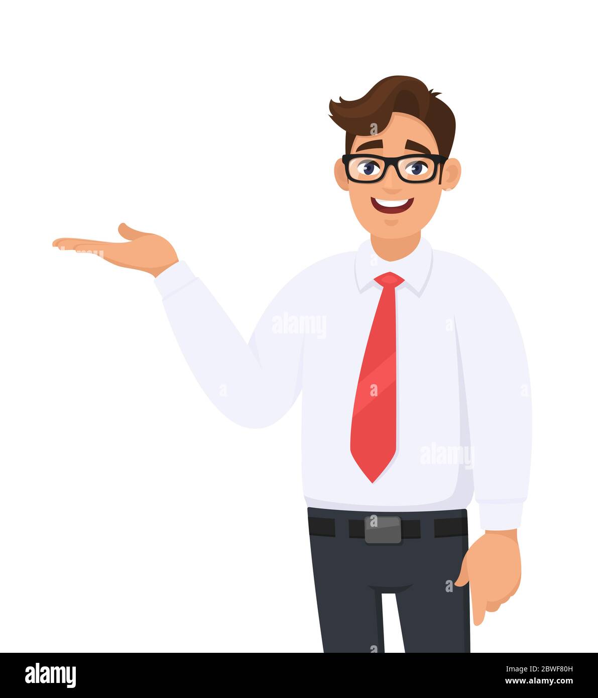 Portrait businessman showing hand Cut Out Stock Images & Pictures - Alamy