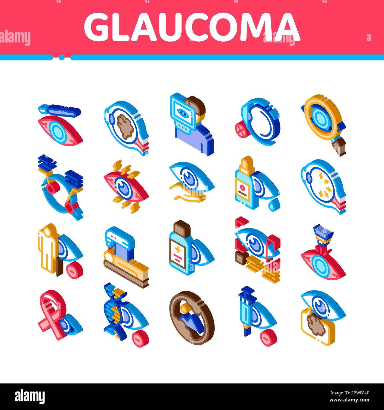 Glaucoma Ophthalmology Isometric Icons Set Vector Stock Vector Image ...