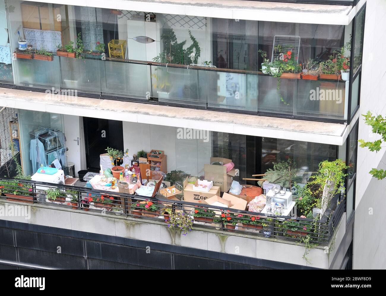 clutter on a balcony of apartment, Paris, France Stock Photo - Alamy