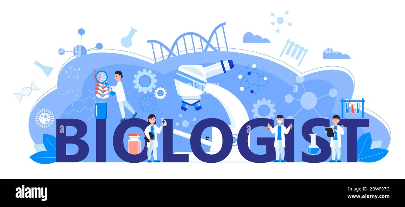 Biologist online learning concept. Biological technology, biotechnology ...