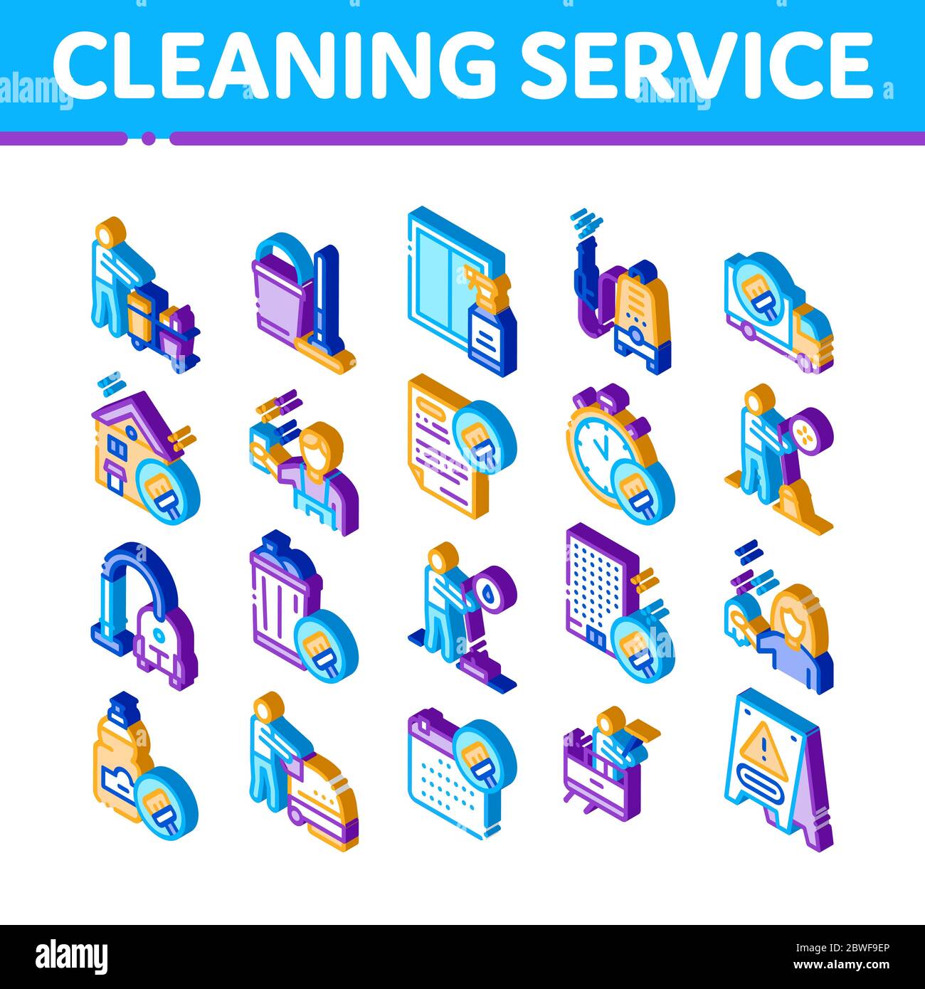 Cleaning Service Tool Isometric Icons Set Vector Stock Vector Image ...