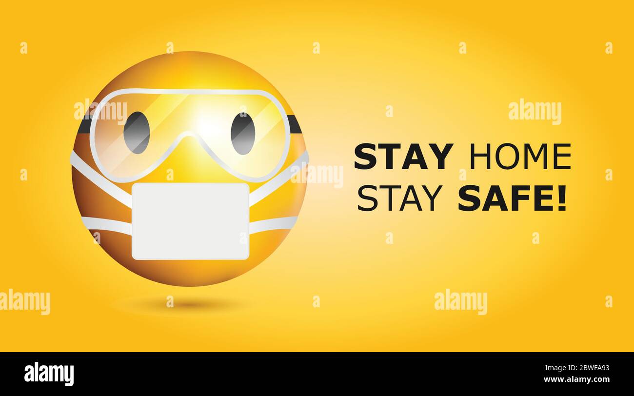 High quality mask emoticon on yellow gradient background. Mask emoji ...