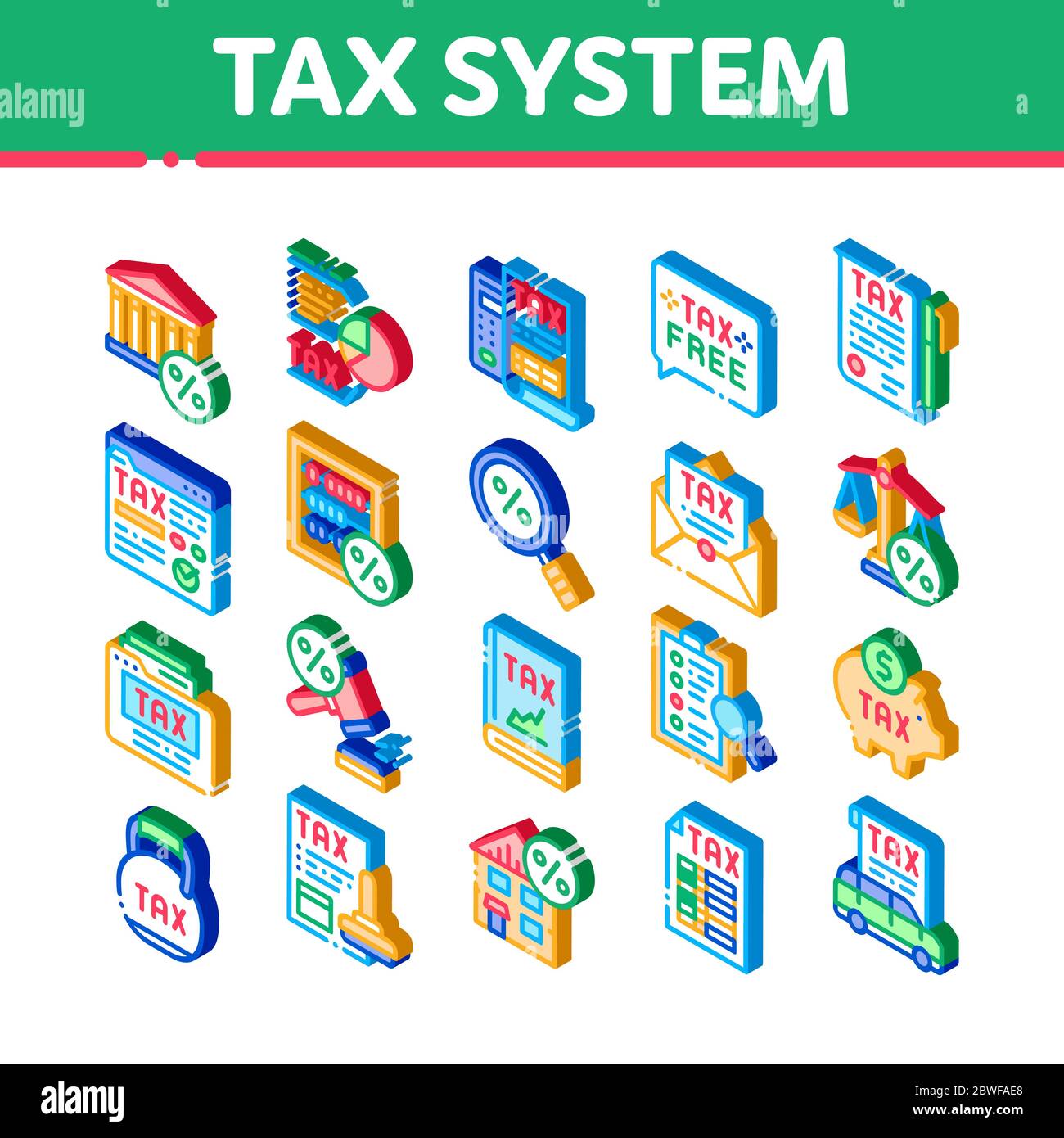 Tax icons isometric hi-res stock photography and images - Alamy