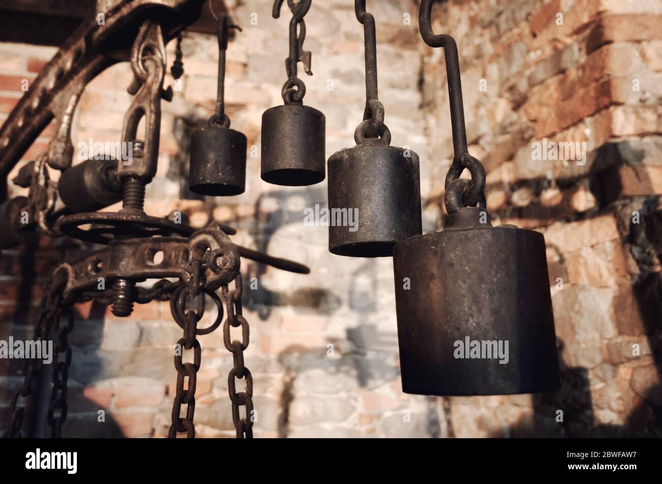 an antique rusty weight scale Stock Photo - Alamy