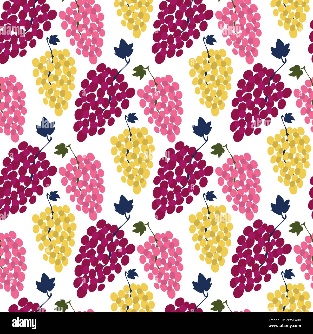 Grape bunch seamless pattern. Wine grape varieties. Red, light, pink ...