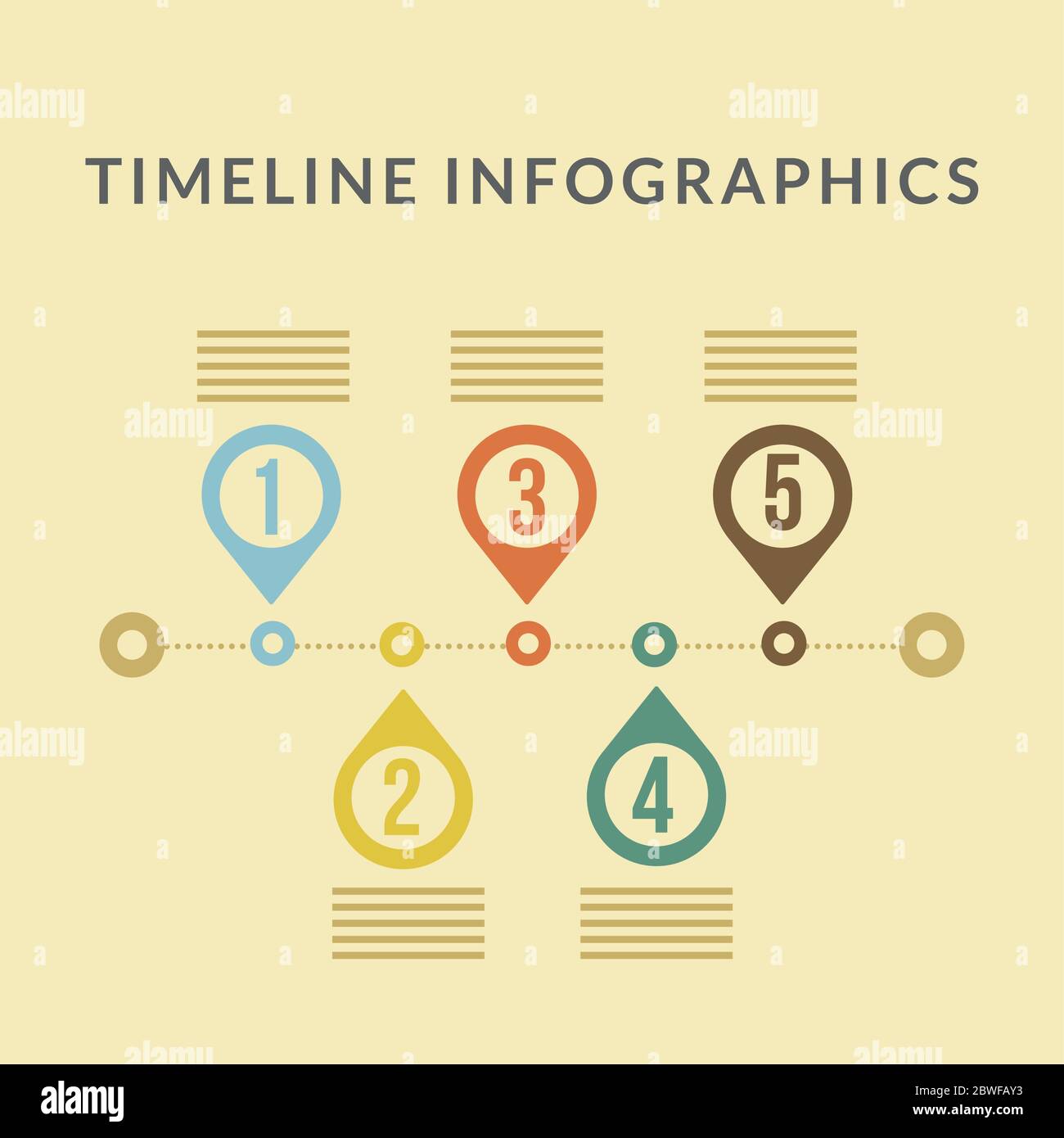 Timeline infographics with colored bubbles marks vector design Stock ...