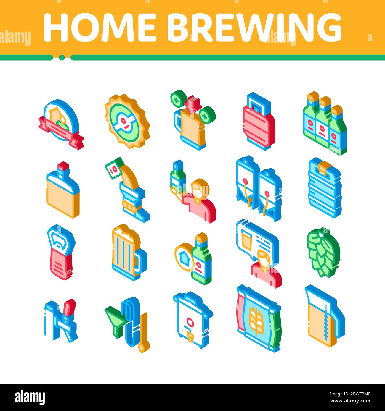 Home Brewing Beer Isometric Icons Set Vector Stock Vector Image & Art ...