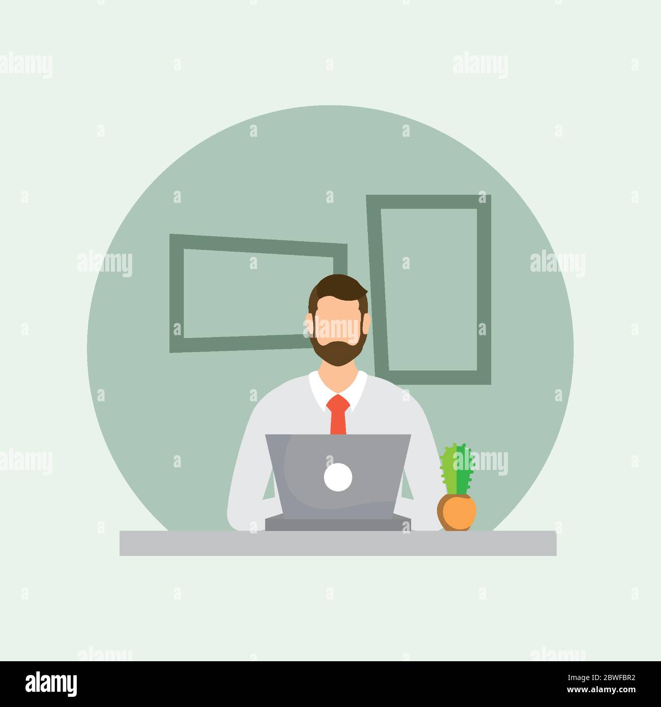Businessman avatar with laptop on desk vector design Stock Vector Image ...