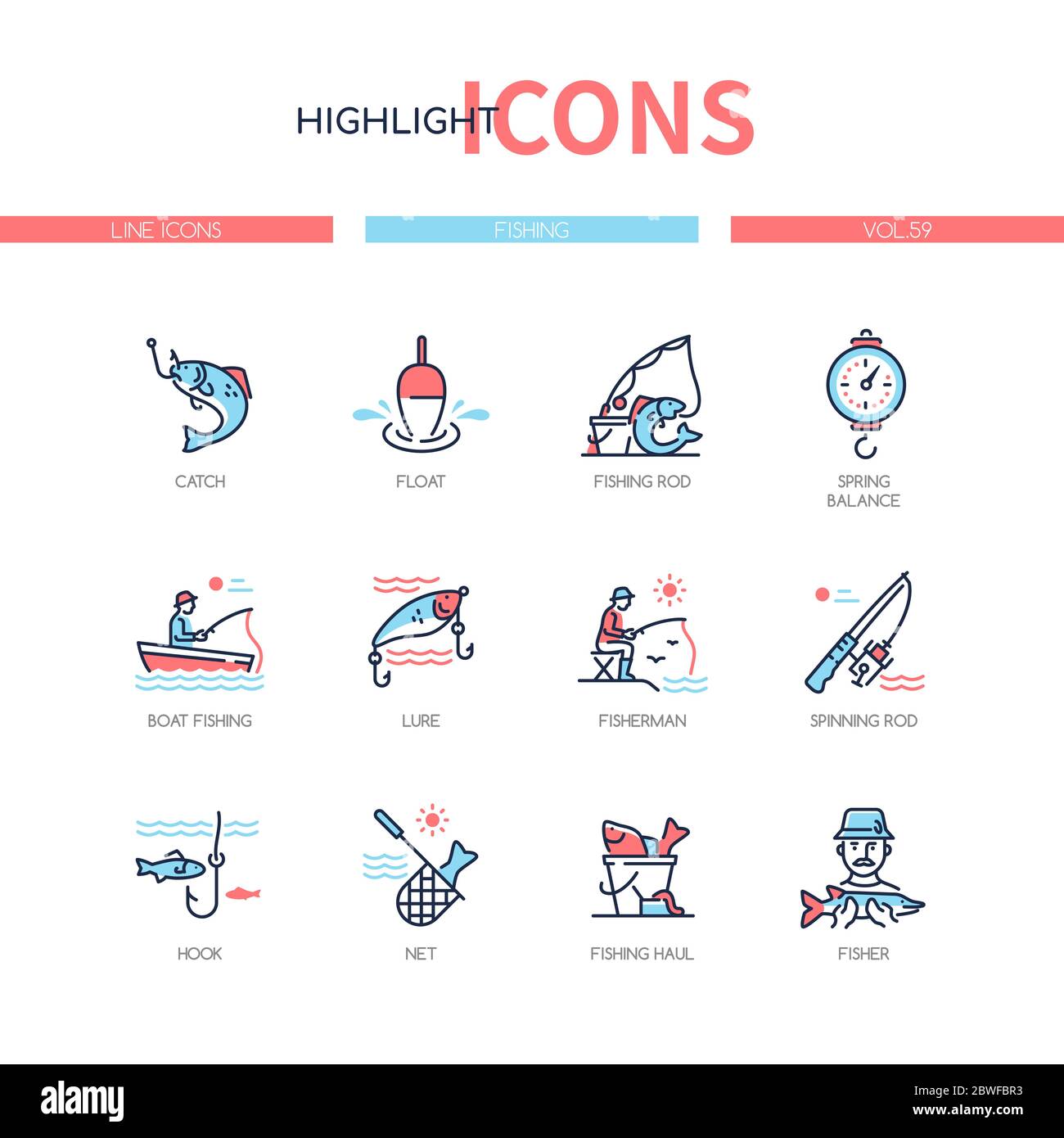 Fishing concept - line design style icons set Stock Vector Image & Art ... Fishing concept - line design style icons set Stock Vector Image & Art ...
