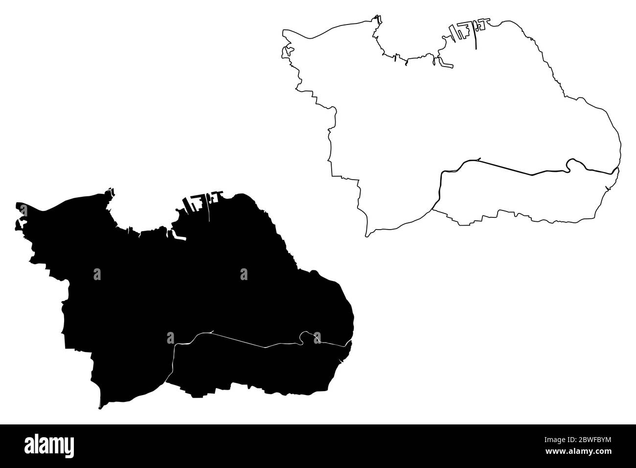 Surabaya City (Republic of Indonesia, Java island) map vector ...