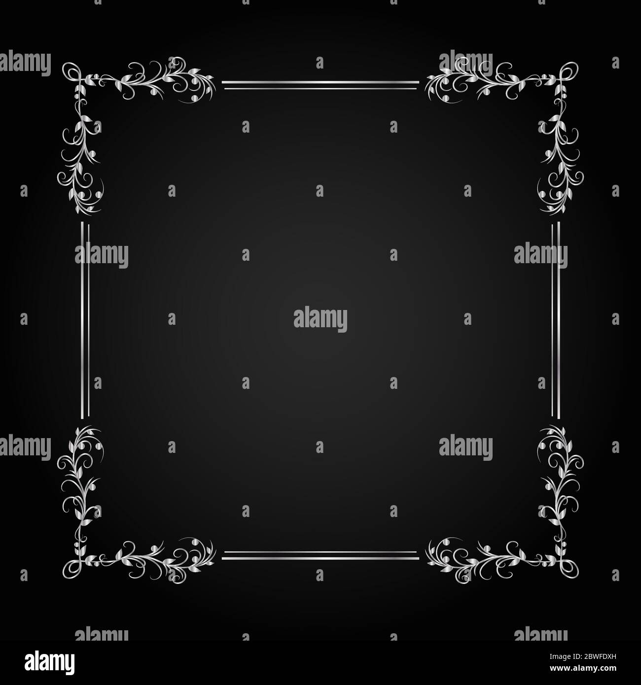 Vintage Silver Frame. Decorative vector frame with place for text Stock ...