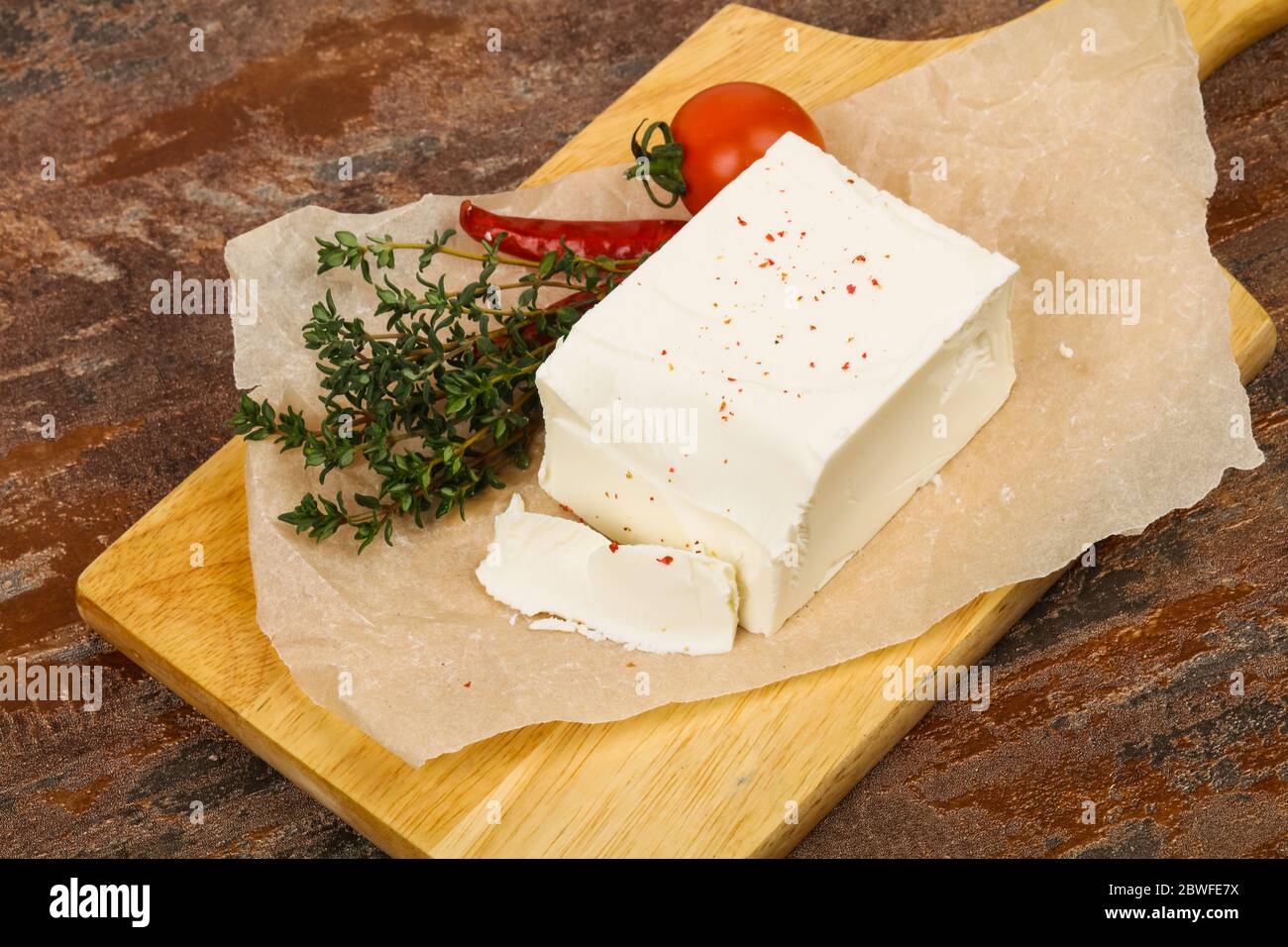 Traditional Feta Cheese served thyme Stock Photo - Alamy
