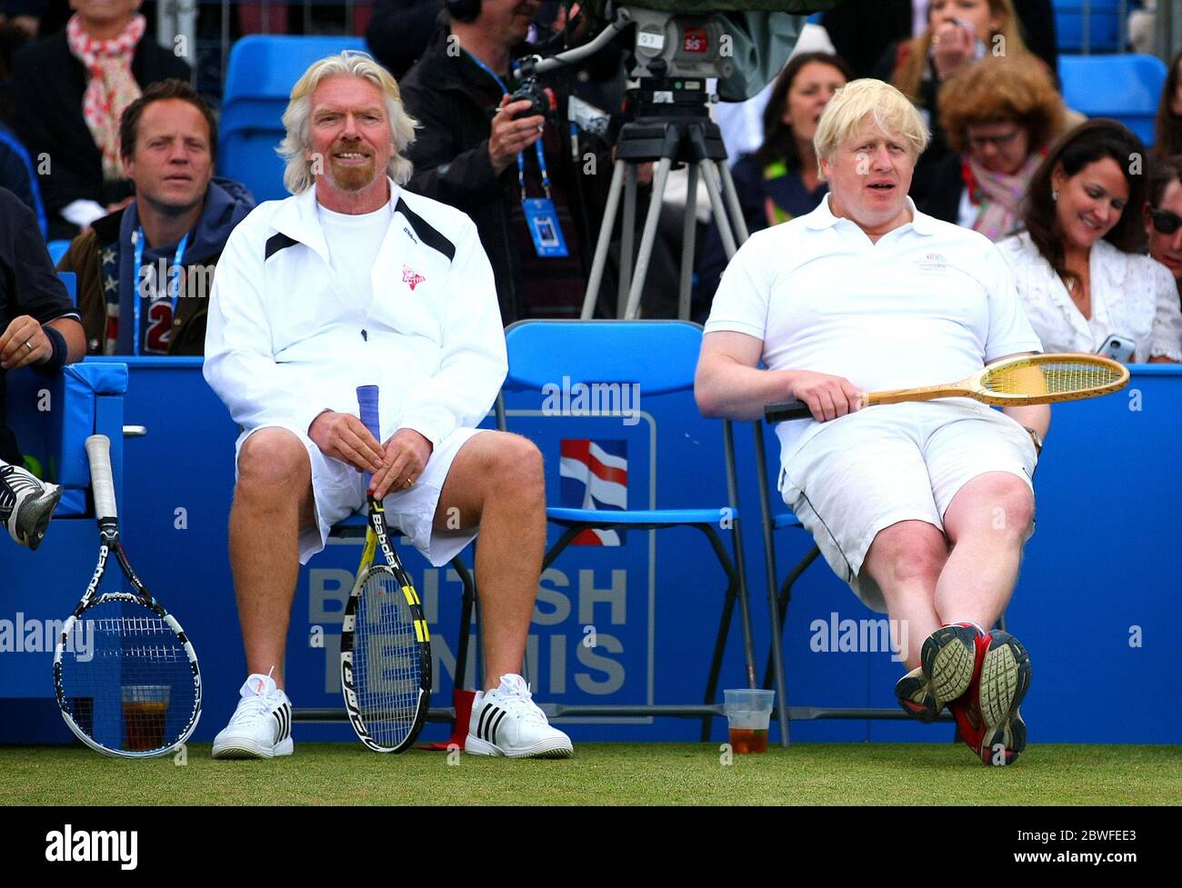 Prime Minister Boris Johnson enjoys an exhibition match for the Rally ...