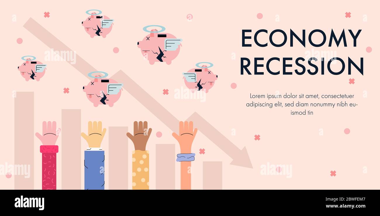 People losing their piggy bank due to world economy recession. Concept ...