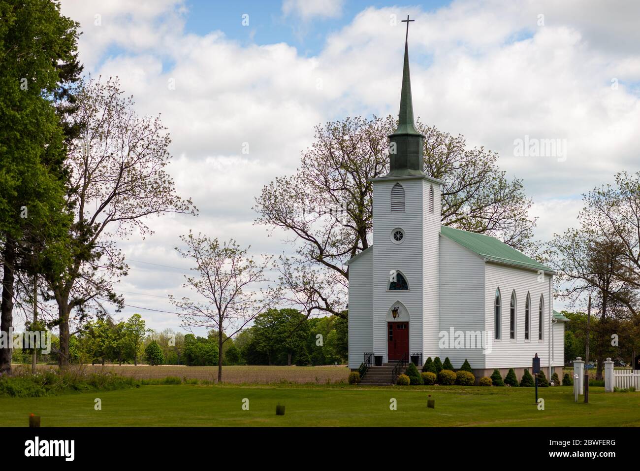 An old, but well maintained church in photographed in late spring under ...