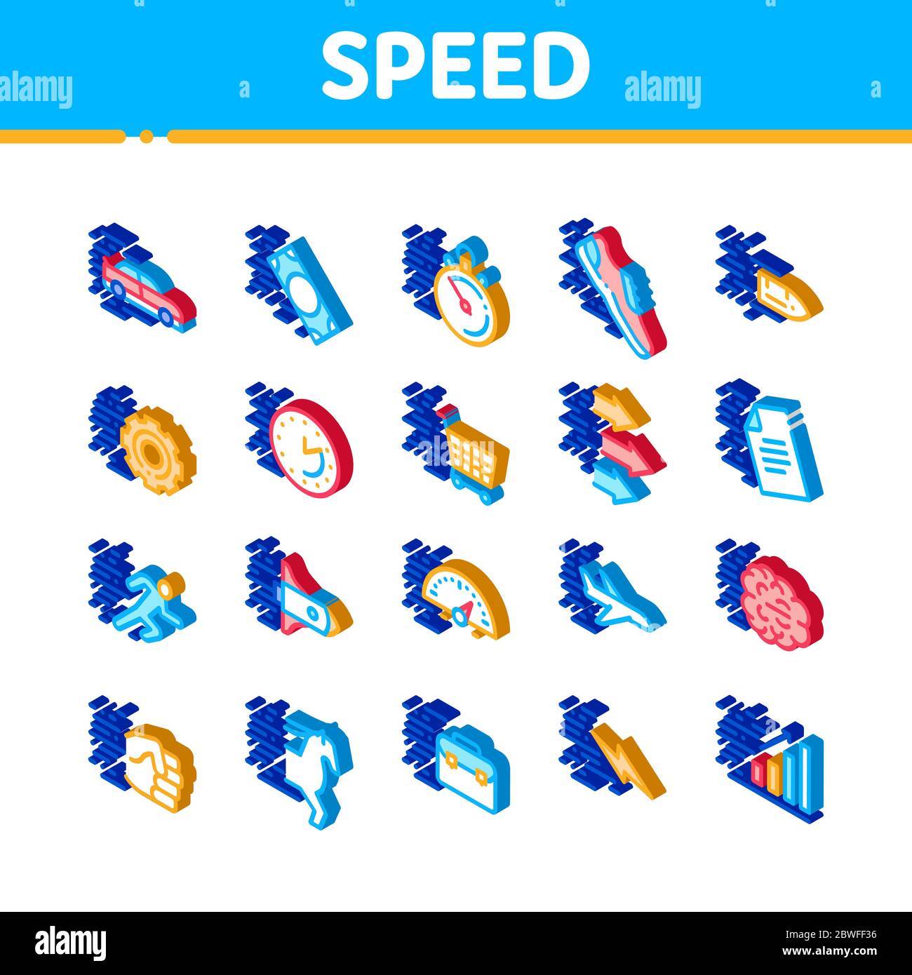 Speed Fast Motion Isometric Icons Set Vector Stock Vector Image & Art ...