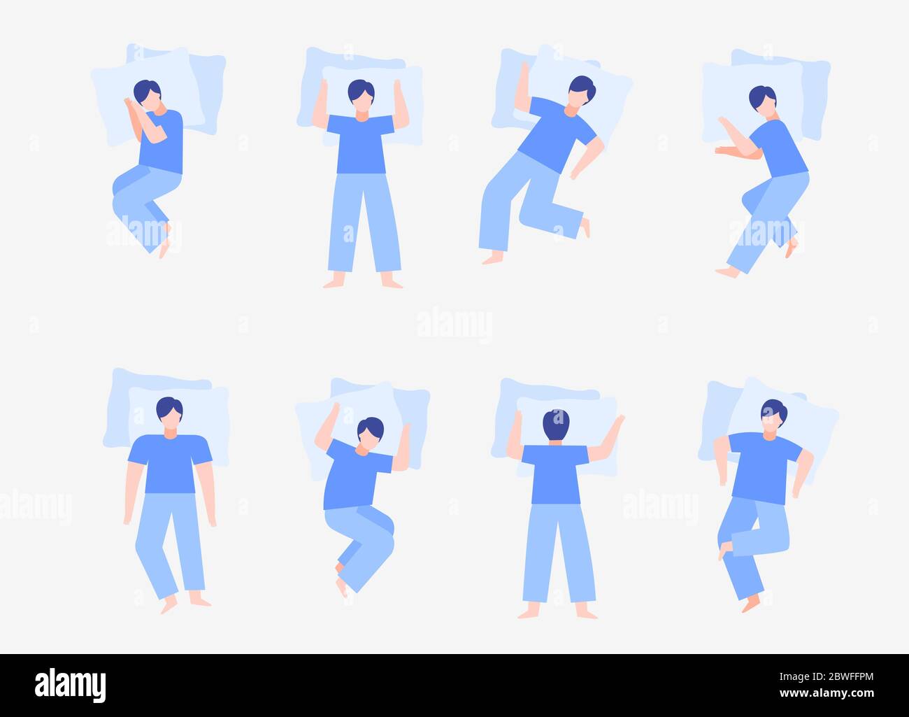 Sleeping man position set. Relaxing guy body relaxing body comfortable ...