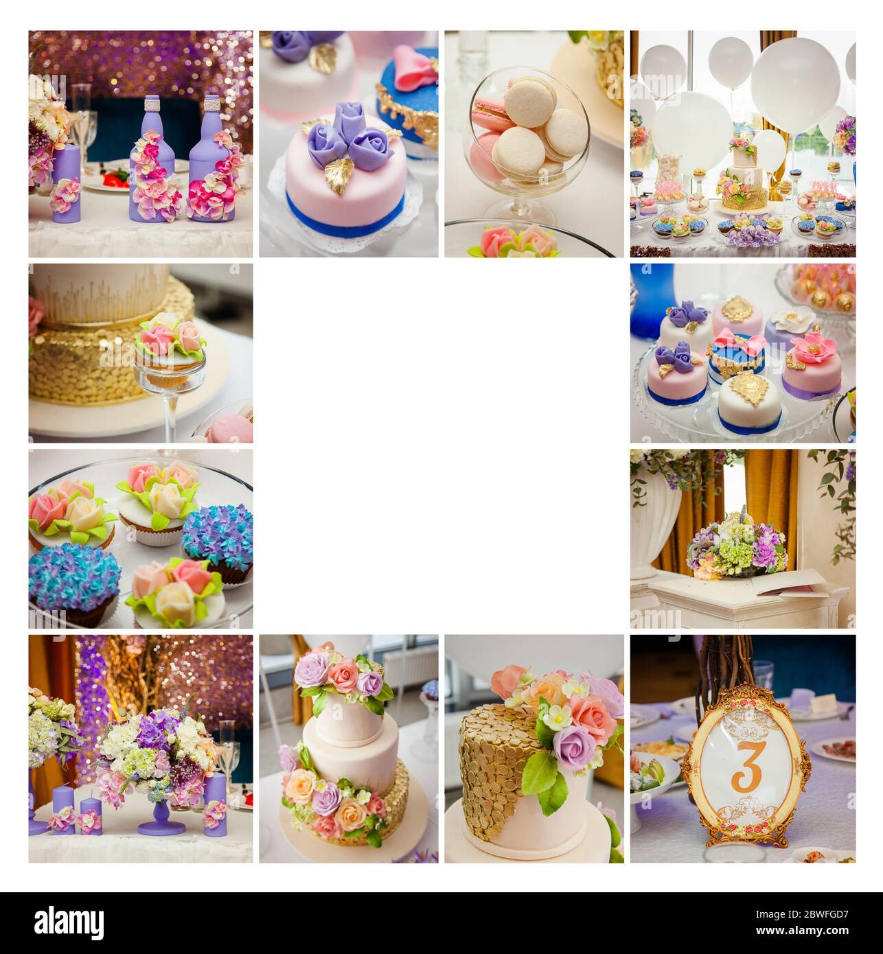 summer time theme for party or birthday. Collage of five pictures of ...