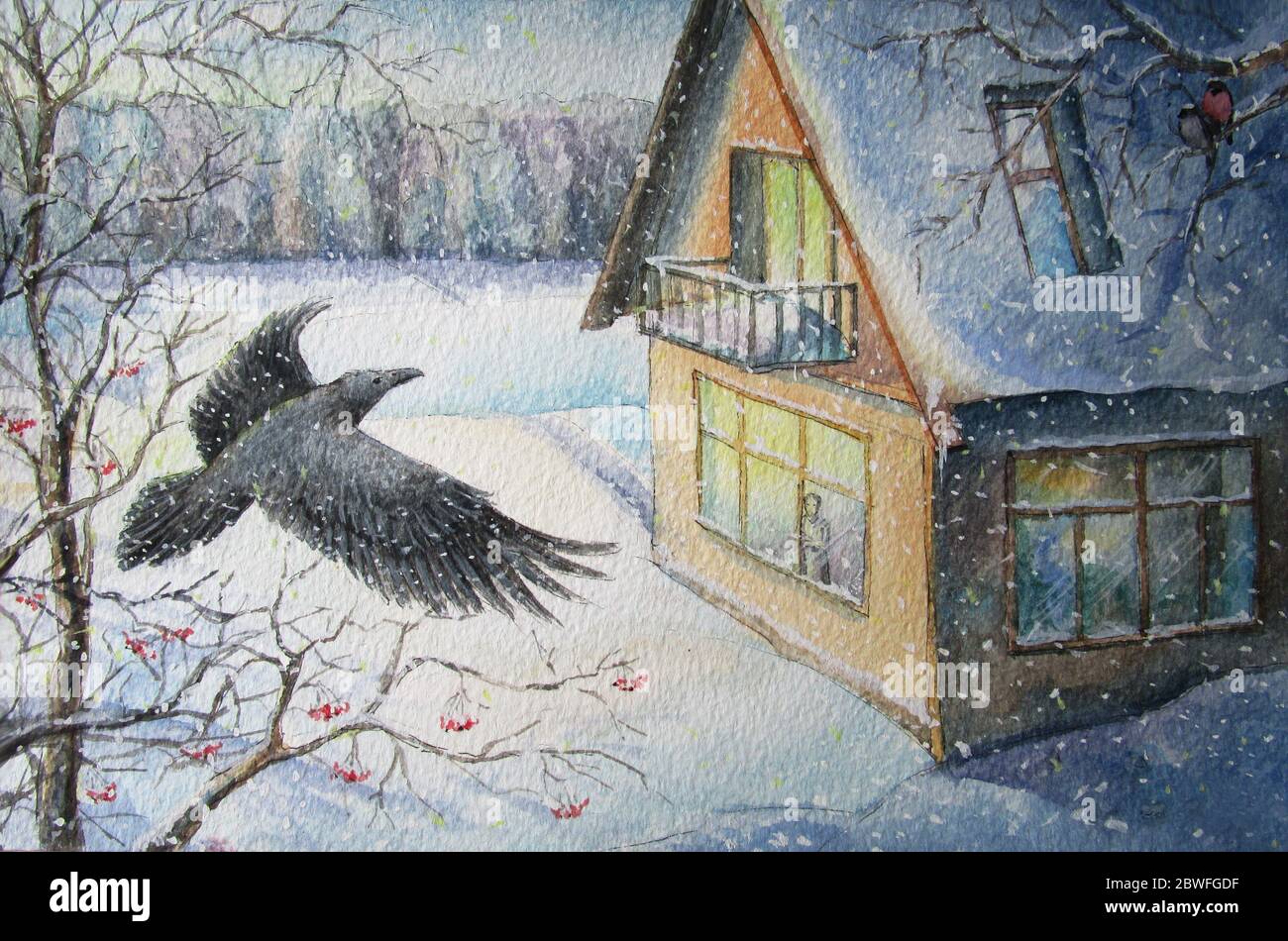 Crow watercolor hi-res stock photography and images - Alamy