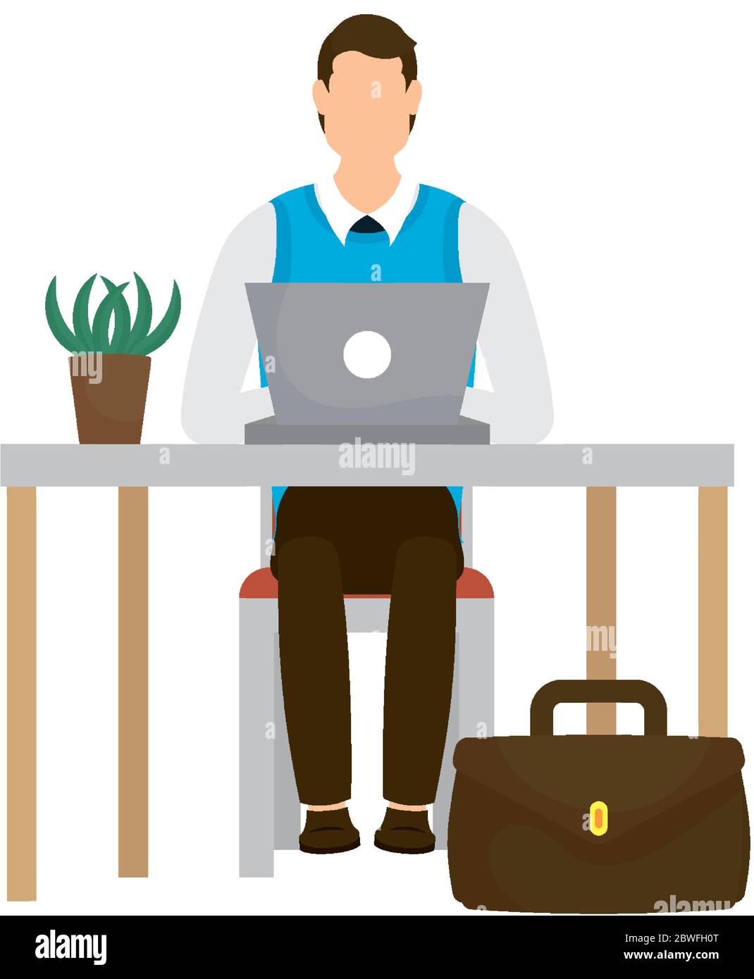 Businessman avatar with laptop on desk vector design Stock Vector Image ...