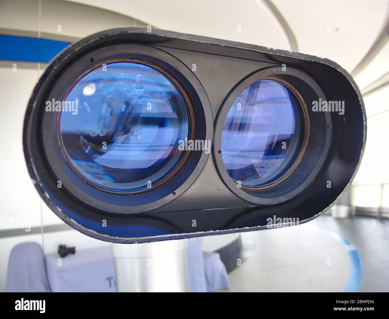 Large binoculars can be used for viewing views on tall buildings Stock ...