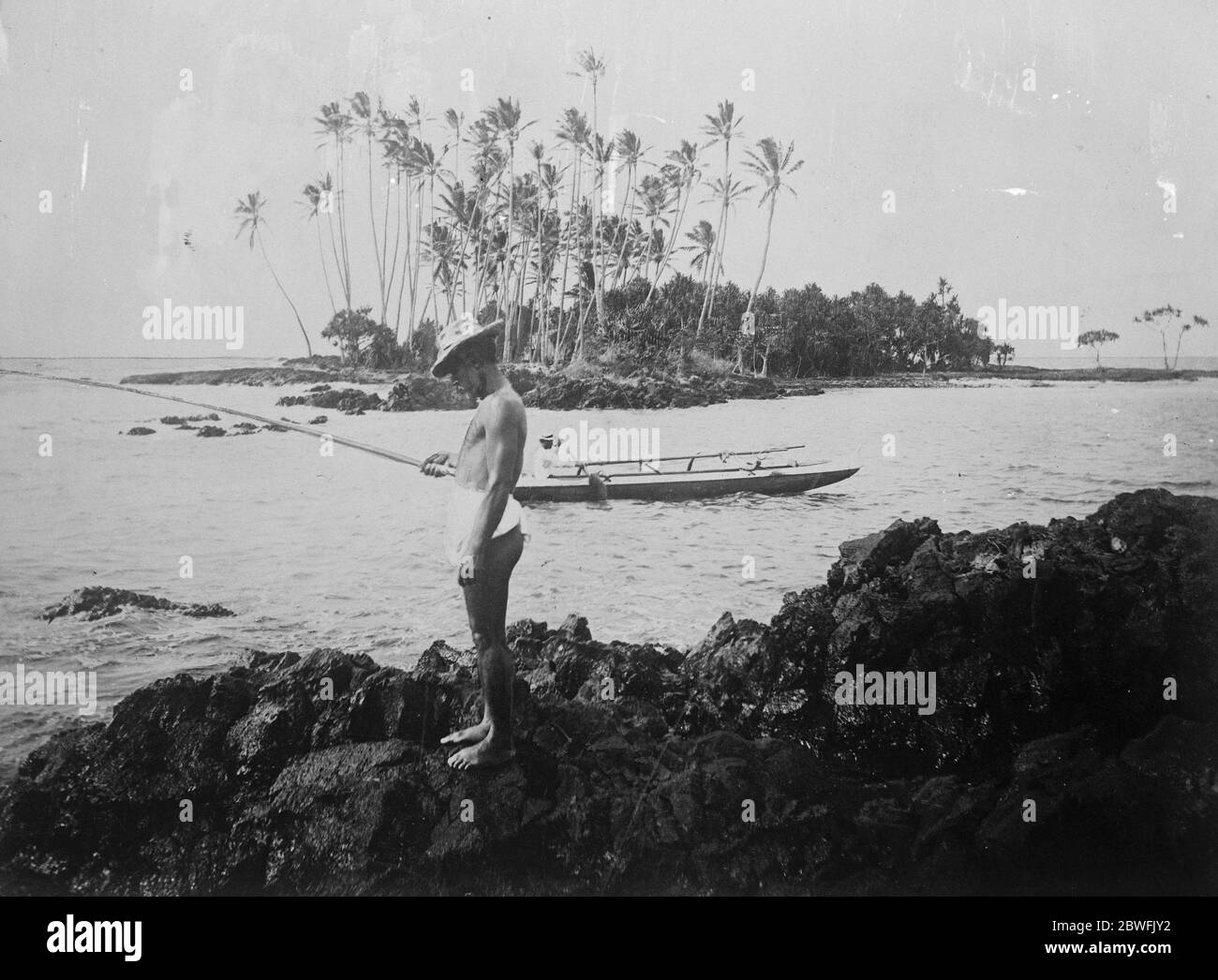 Scene of Great tidal wave Hilo Bay where the sea after receding swept ...