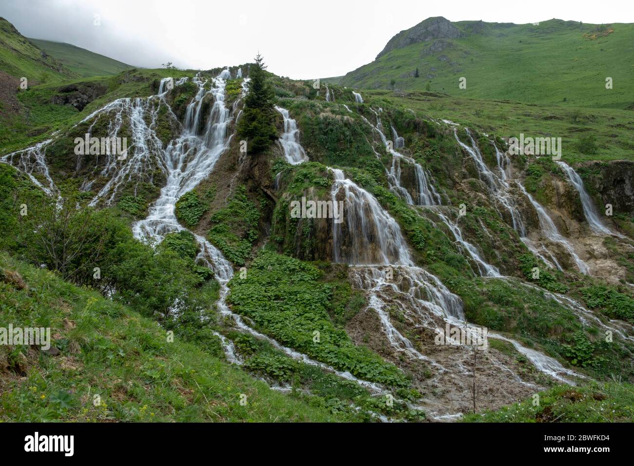 spring view from a waterfall located in cirali village of macka ...