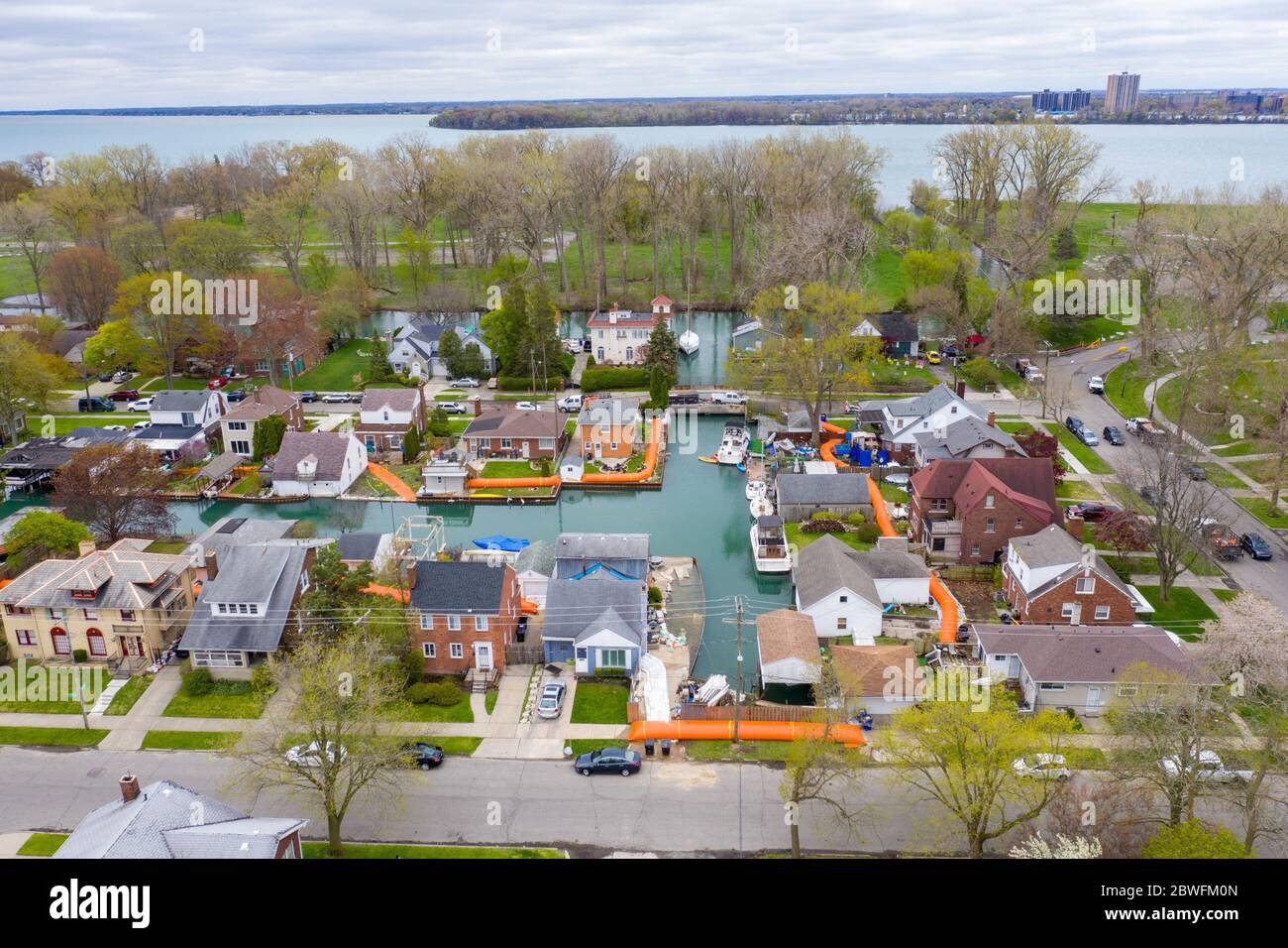 Detroit, Michigan - The city has installed orange flood control ...