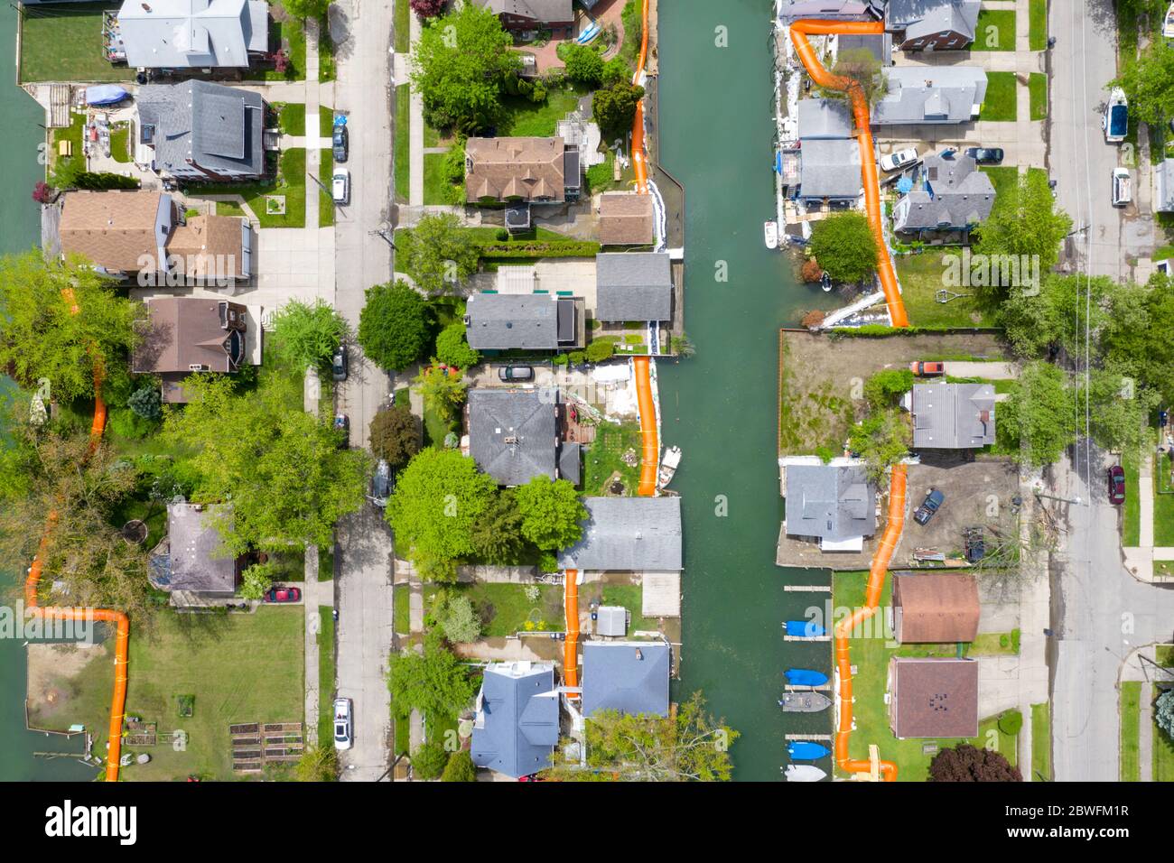 Detroit, Michigan - The city has installed orange flood control ...