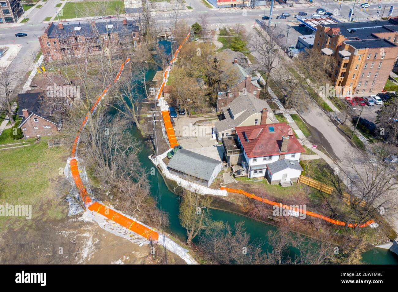 Detroit, Michigan - The city has installed orange flood control ...