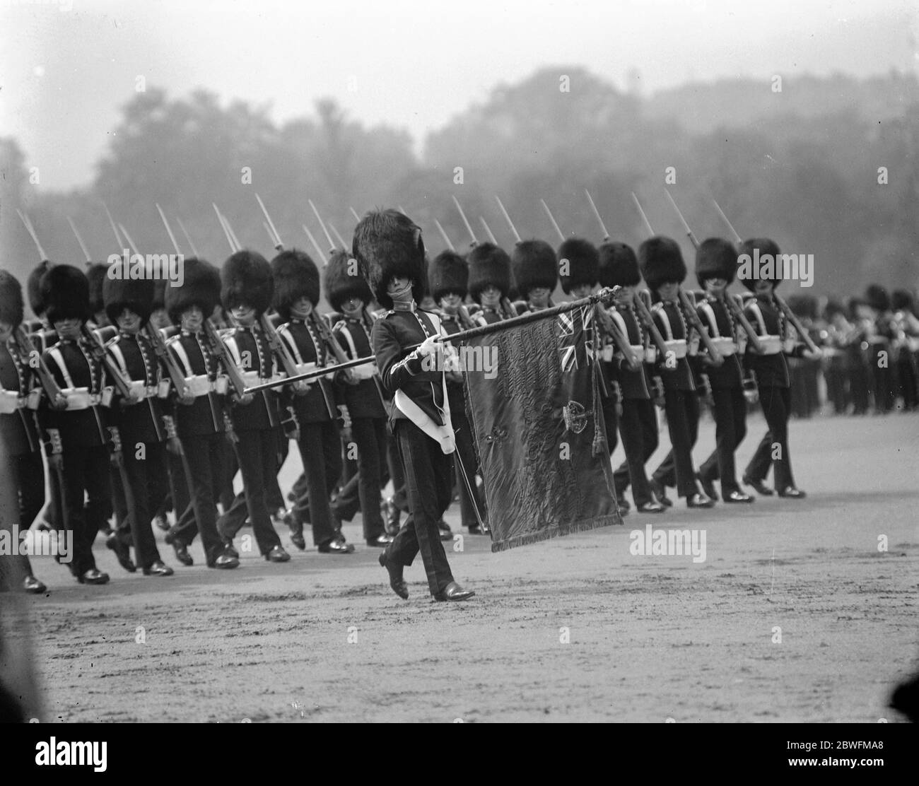 Trooping of the colour . The march past the King with the Colour . 3 ...