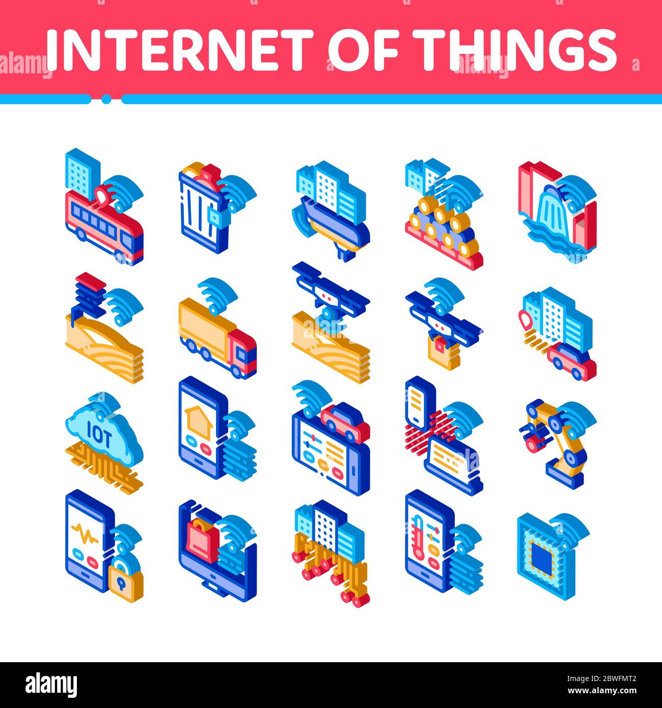 Internet Of Things Isometric Icons Set Vector Stock Vector Image & Art ...
