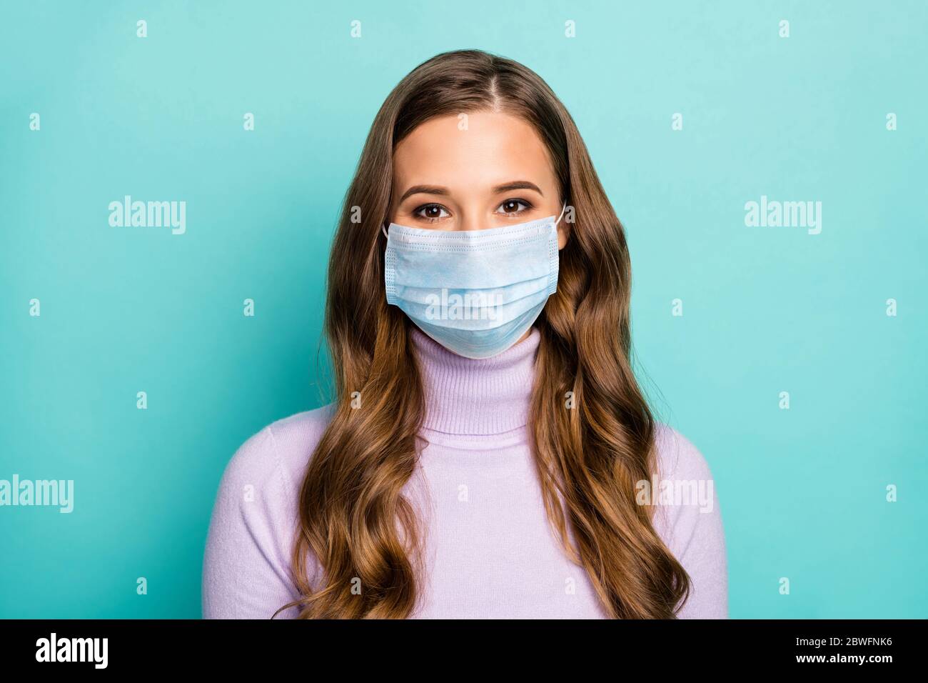 Close-up portrait of her she pretty wavy-haired lady long perfect ...