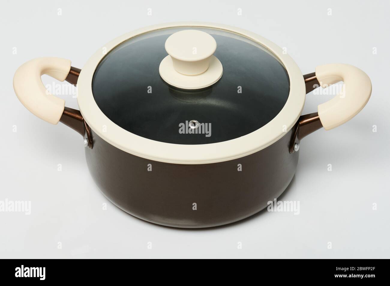 New cook brown pot side view isolated on white studio background Stock ...