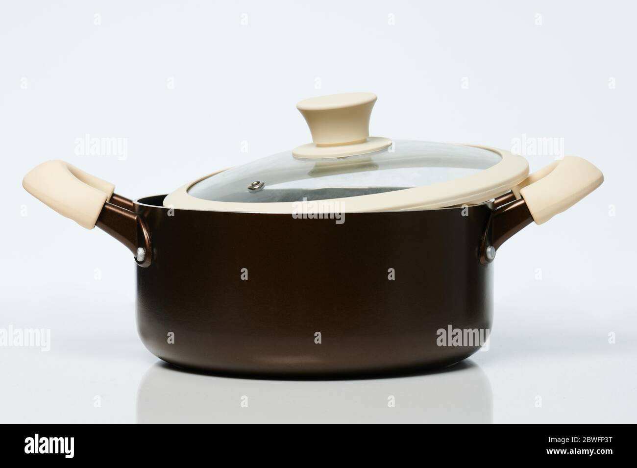 Brown cooking pot side view isolated on white background Stock Photo ...