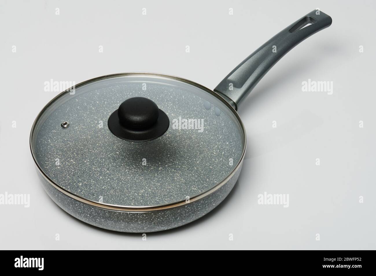 Gray ceramic pan with cover isometric view isolated Stock Photo - Alamy